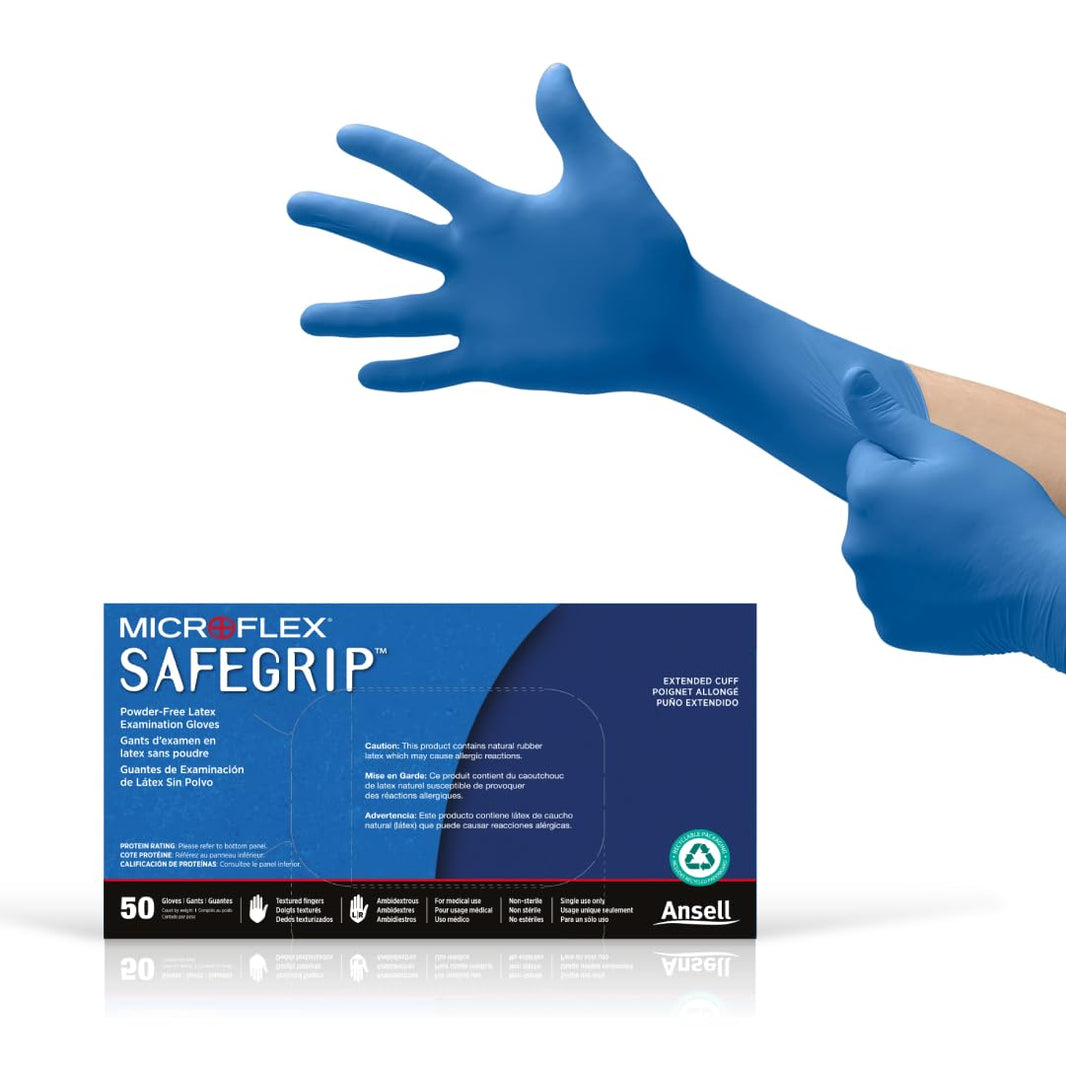 Microflex SG-375 Disposable Latex Gloves, Size Large, Box of 50 Units