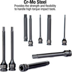 Sunex 2637L. ½" Drive. 6" Long Master Impact Hex Driver Set. 20Piece.