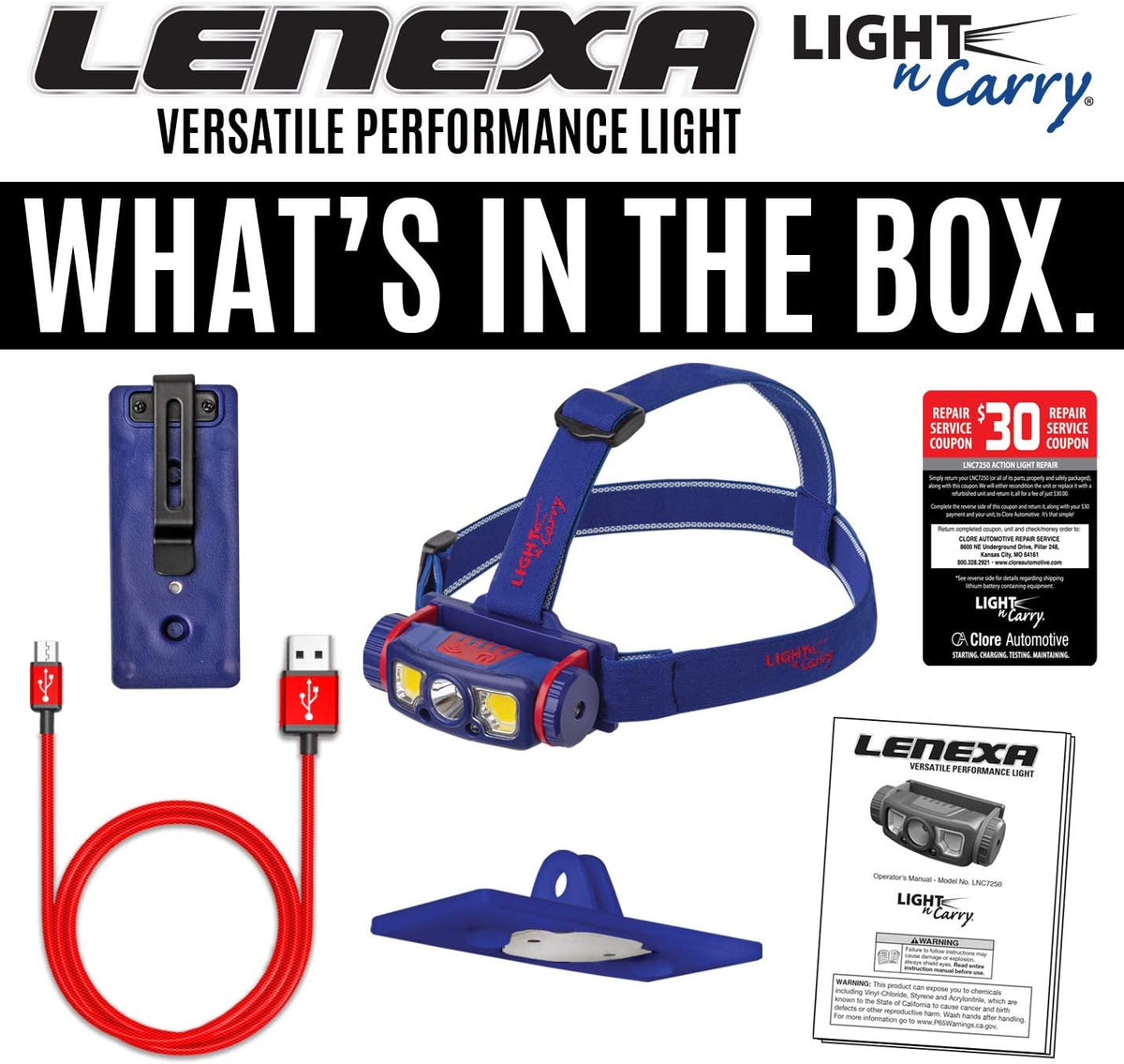 Clore Automotive LNC7250 Light-N-Carry Rechargeable, Detachable Workli
