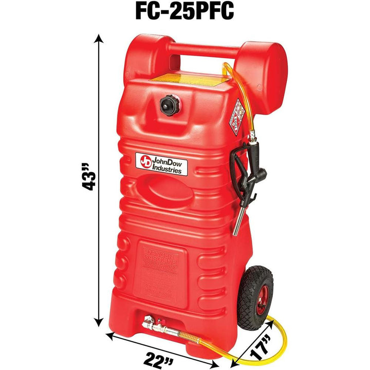 Fuel Cart FC-25PFC 25-Gallon Gravity Feed Gas Caddy, Red