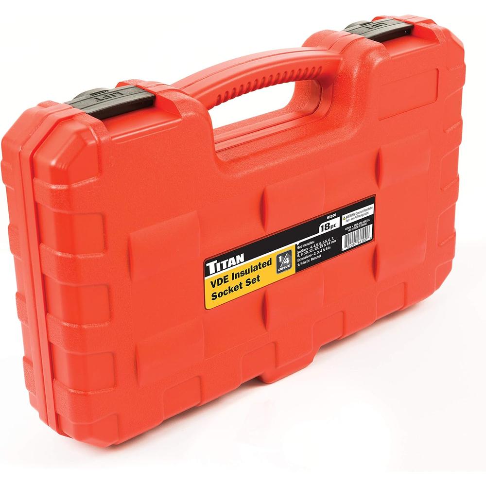 Titan Tools 66100 18 pieces 1/4 in.Drive VDE Insulated Socket Set