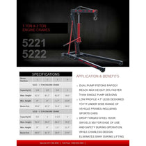 Sunex Tools 5222 2-Ton Folding Engine Crane with Dual Pump Pistons