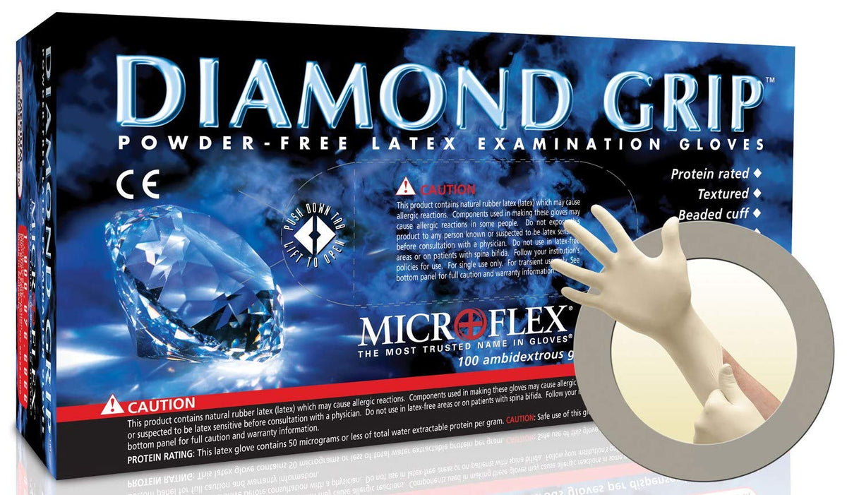 Microflex MF-300-XL Extra Large Diamond Grip Latex Gloves 100 Count